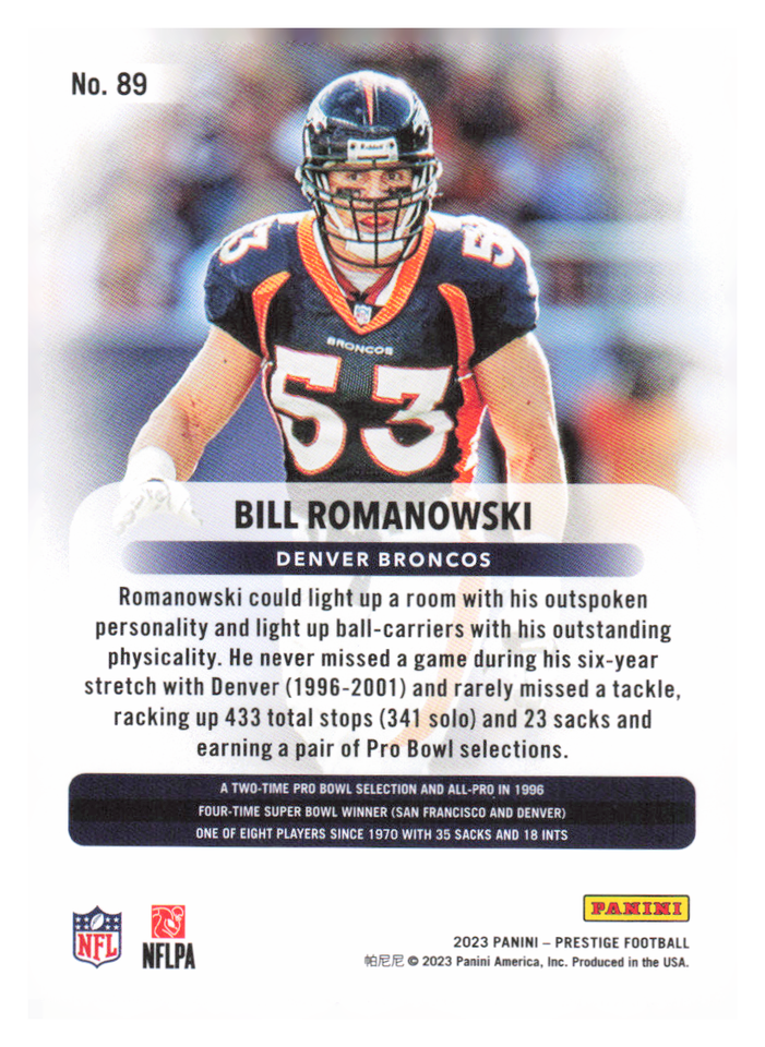 2023 Panini Prestige #89 Bill Romanowski | eBay