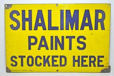 Vintage Iron Enamel Porcelain Ad Sign Shalimar Paints Original Old ...