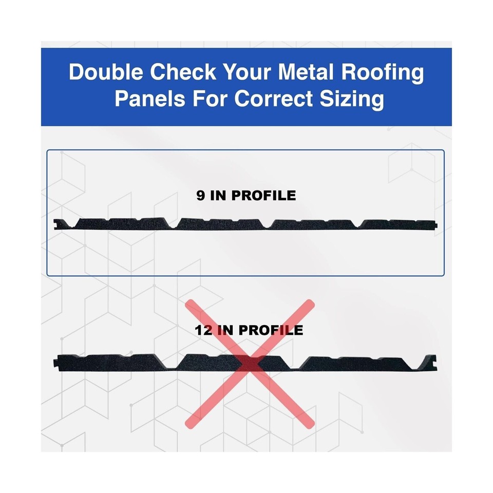 3/4" Metal Roof Foam Outside Closure Strips (50 Pack) 9 in Profile 3 ft ...