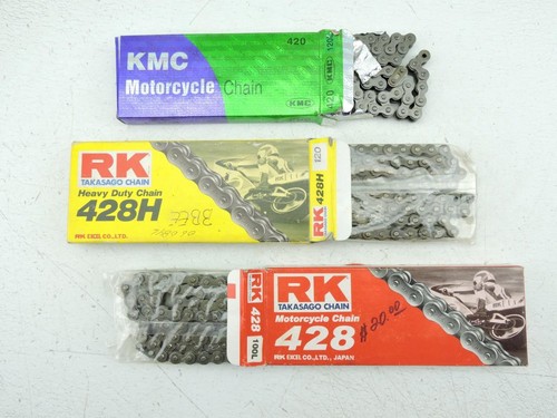 3 New Motorcycle Chains 420 120L 428 120L 428 100L Honda Yamaha Suzuki ...