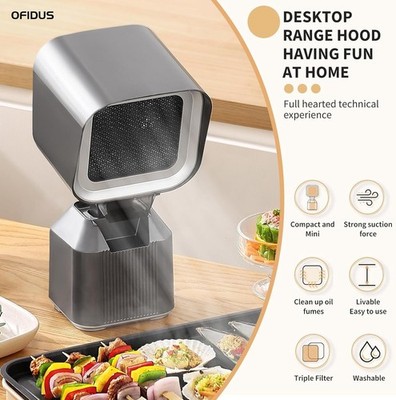 Portable Range Hood Mini Desktop Cooker Hood 3600 RPM Strong Suction ...