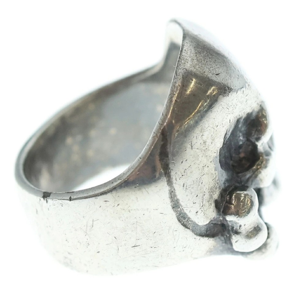 Crazy Pig Size 15.0 Three Quarter Skull Crossbones Ring Bone Skull Ring ...