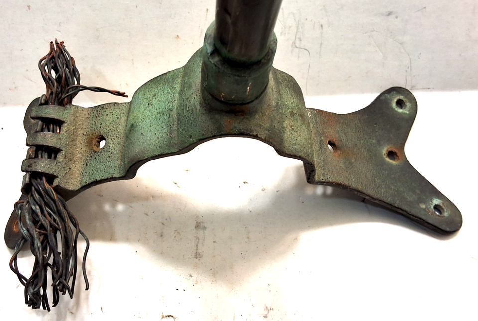 OLD ORIGINAL HEAVY FANCY BRASS SADDLE BRACE LIGHTNING ROD WEATHERVANE ...