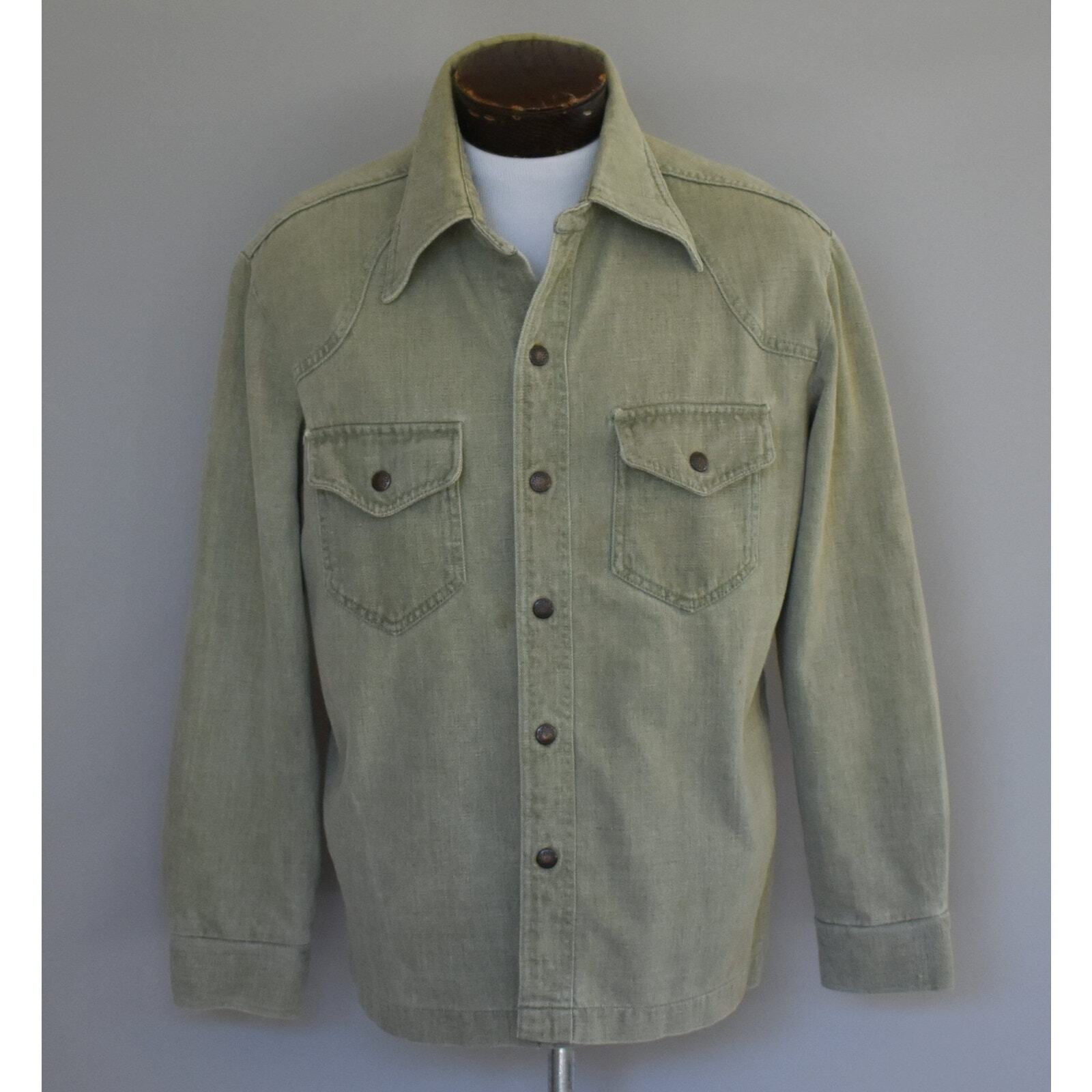 Vintage 70s Denim Field Jacket Work Wear Size Large - Gem