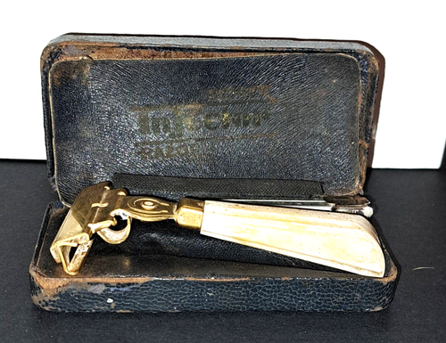 1940's Shick Injector Razor Gold / Bakelite Handle Hinged metal BOX ...