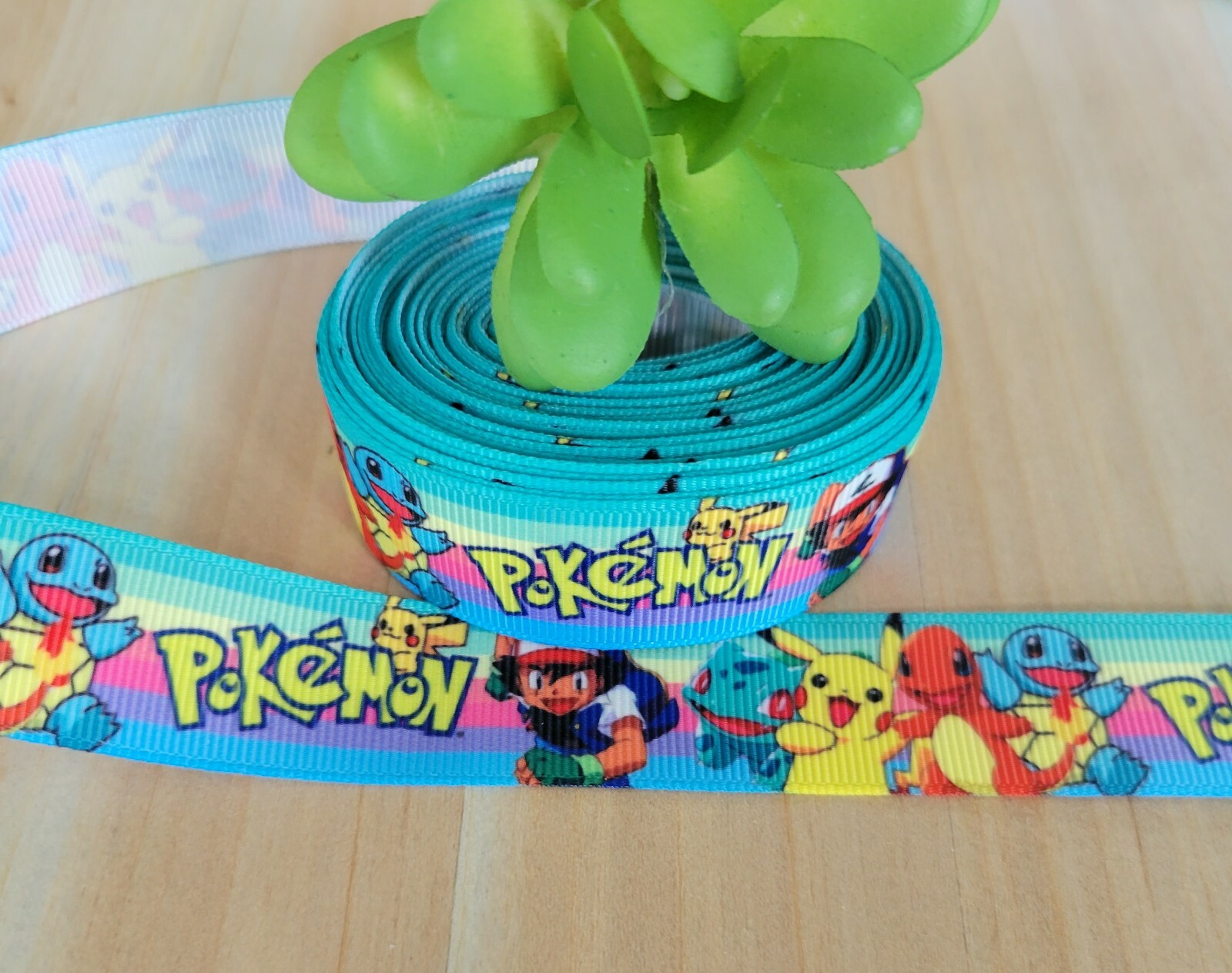 7/8" (1 YD) Pokémon Grosgrain Ribbon Ash Ketchum Pikachu Charmander ...