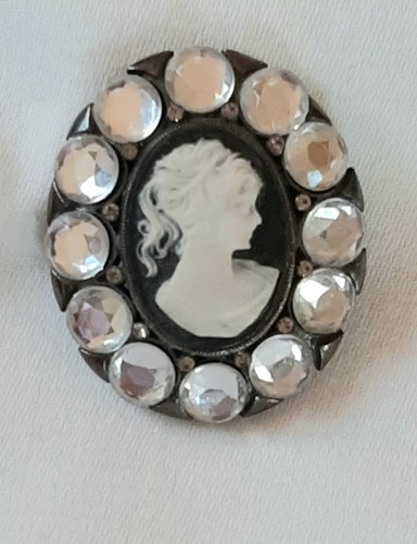 Signed Lee Angel Rhinestone Cameo Vintage Brooch Pin | eBay