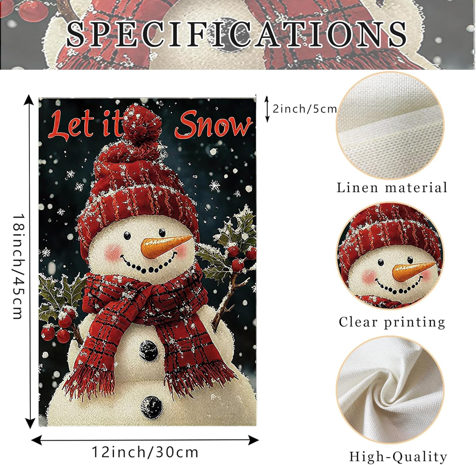 Snowman Christmas Garden Yard Flags 12X18 Vertical Double Sided Winter ...