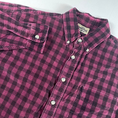 VTG Lee Dungarees Burgundy Black Buffalo Check Corduroy Lumberjack ...