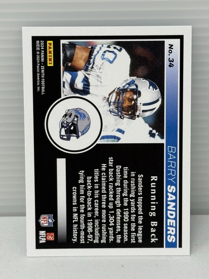 2024 Panini Zenith Barry Sanders 1/1 SSP #34 Lions 🏈 ONE OF ONE CASE ...