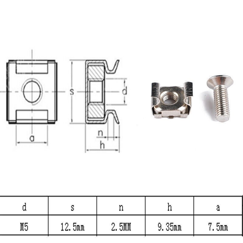 10Pcs M5 Cage Nuts With Screws For Square Hole Racks Server Rack ...