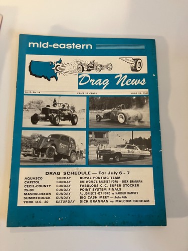 VINTAGE MID-EASTERN DRAG NEWS JUNE 28 1963 RACING MAGAZINE | eBay