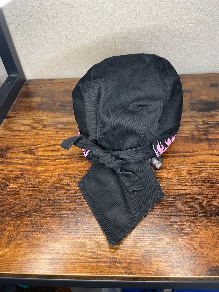Harley Davidson Doo Rag Tie Scarf Bandana Cap Cotton Riding Pink Flame ...