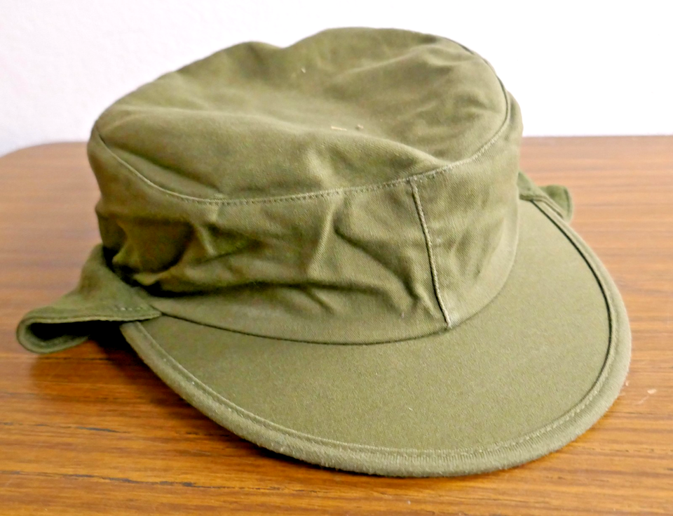 Field Cap with Visor and Ear Flap, O.D. Green, Size 7 3/4, Reproduction ...