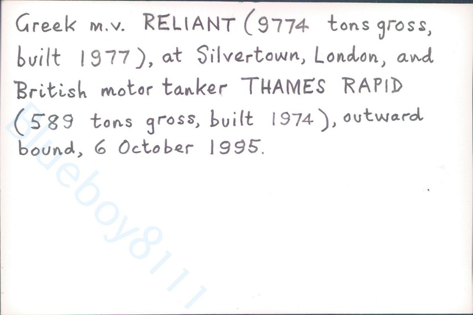 Greek MV reliant & british MT thames rapid 1995 ship photo | eBay UK