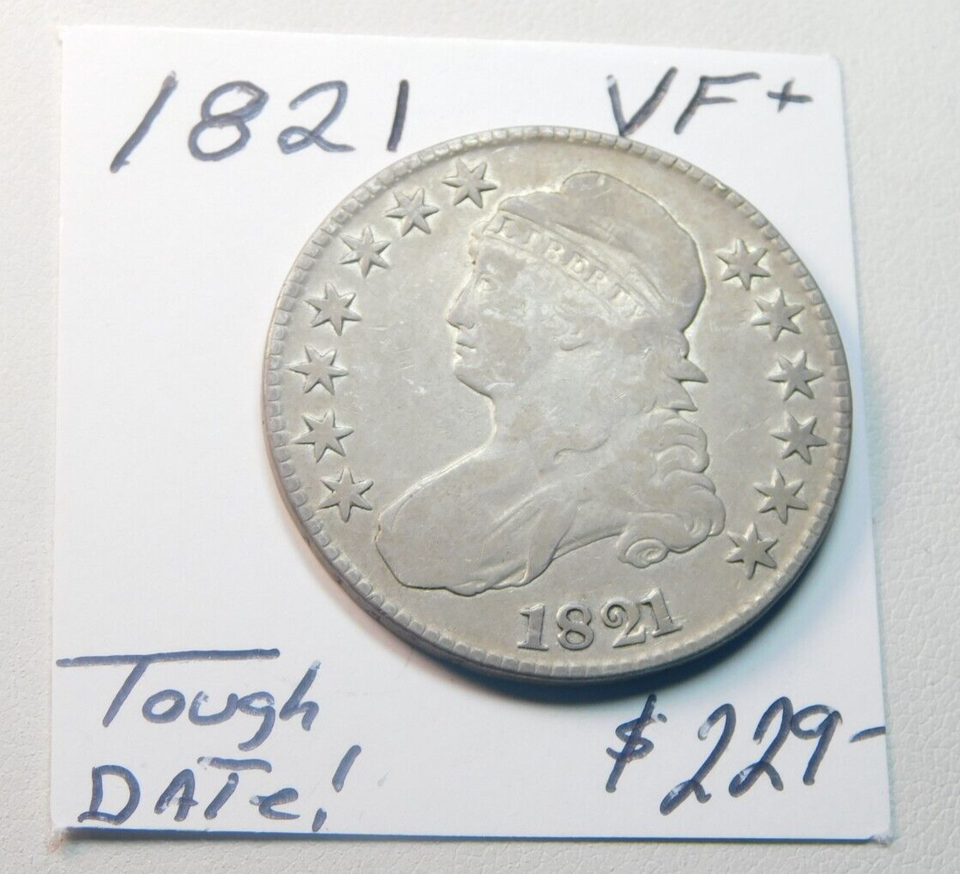 EARLY 1821 BUST HALF DOLLAR TOUGH DATE TO FIND ...