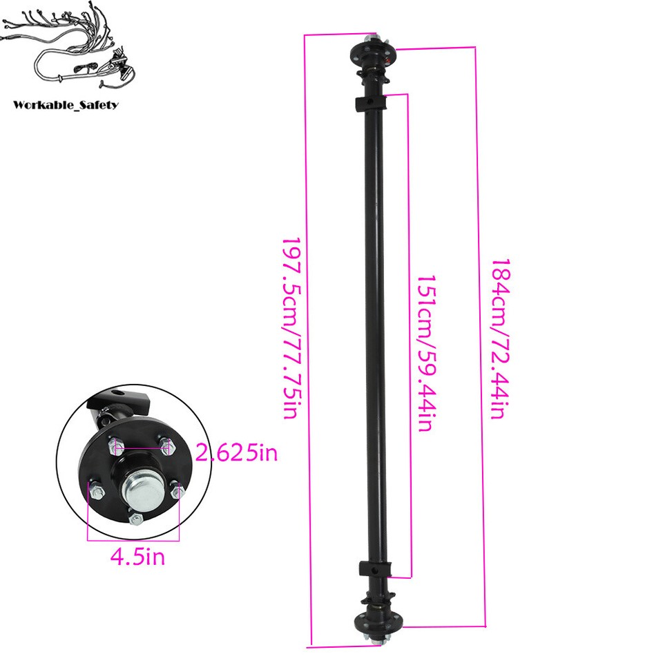 3.5K Trailer Axle 5 lug 73" Hub Face 58" Spring Center 60" WIDE FRAME 5 ...