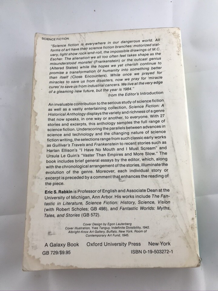 Science Fiction : A Historical Anthology by Eric S. Rabkin 1983 ...