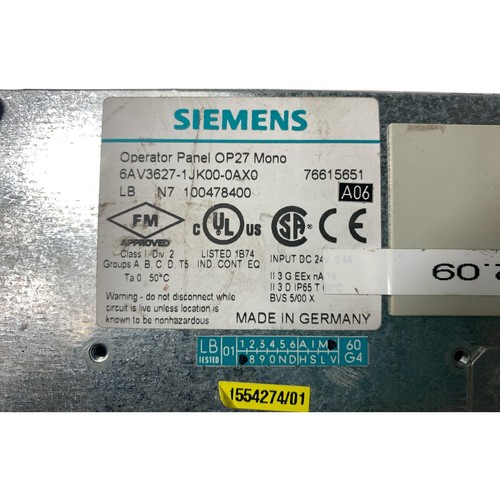 Siemens SIMATIC OP27 Operator Panel 6AV3627-1JK00-0AX0 | eBay