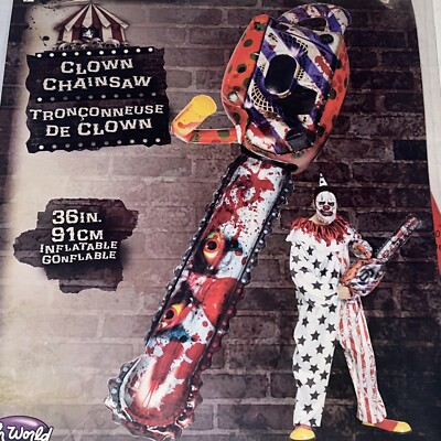INFLATABLE BLOODY CLOWN CHAINSAW Costume Prop NEW Handheld 36" Saw ...