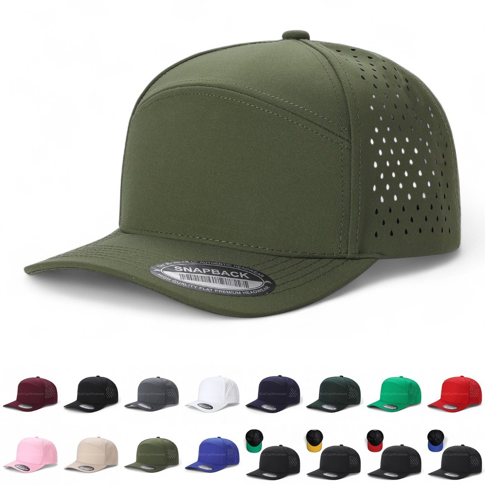 Baseball Cap Snapback Adjustable Laser Vented 7 Panel Waterproof Visor ...