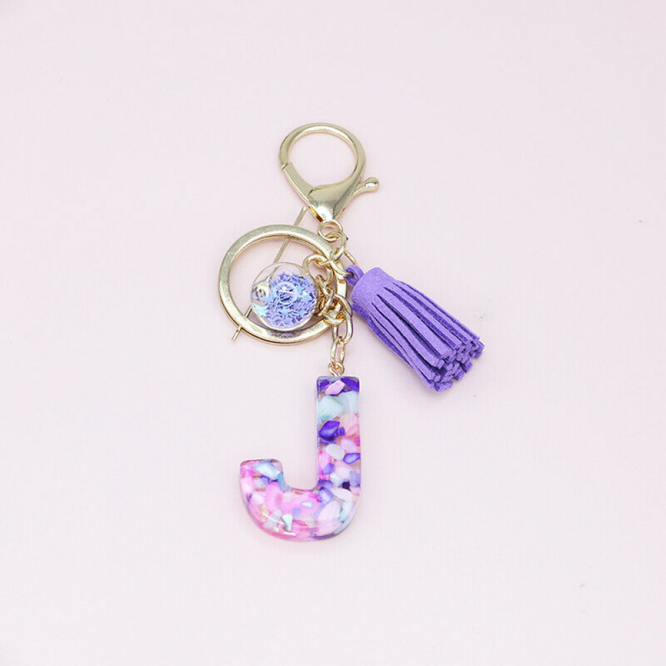 Women Alphabet Keyring Letter A-Z Key Chian with Tassel Key Chain Bag ...