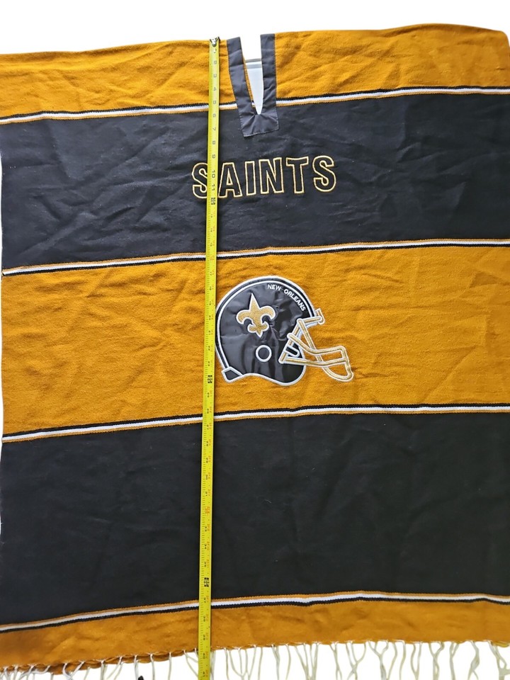 NFL New Orleans Saints Poncho Blanket Black Gold Embroidered Helmet One ...