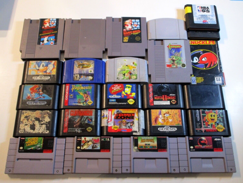 Lot of 23 Super Nintendo NES N64 Sega Genesis Some Working or For Parts ...