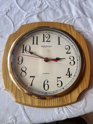 Ingraham 12" Hexagonal Shaped Quartz Wooden Frame Wall Clock Tested ...