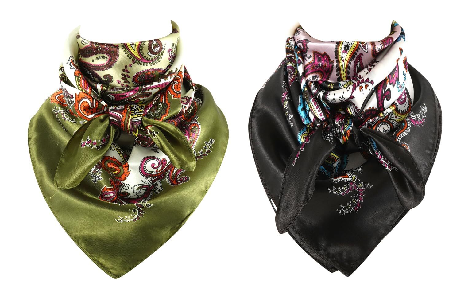 Mens Wild Rag 2 Pack, Western Scarves Cowboy, Silk Feel Bandana Square ...