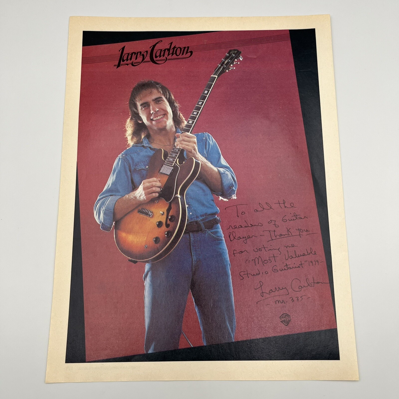 Larry Calrton 1980 Print Ad 8"x11" thanks Guitar Player readers for ...