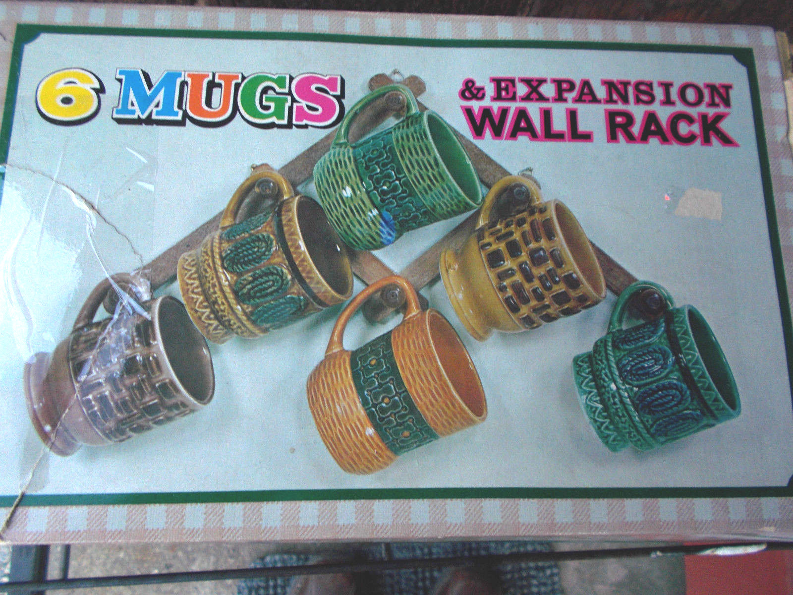 Set of 6 Vintage 1970s Mugs W/ EXPANSION WALL RACK - Made in Japan ...