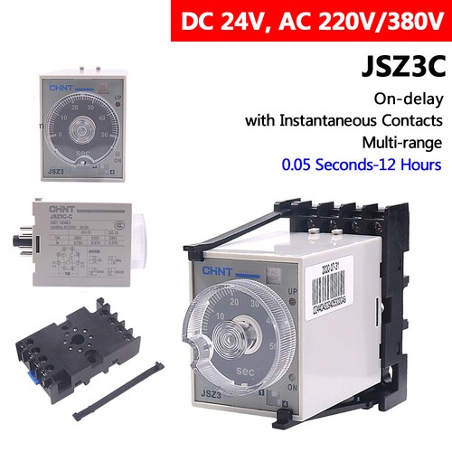 AC 220V 380V DC 24V Time Delay Relays On-delay with instantaneous ...