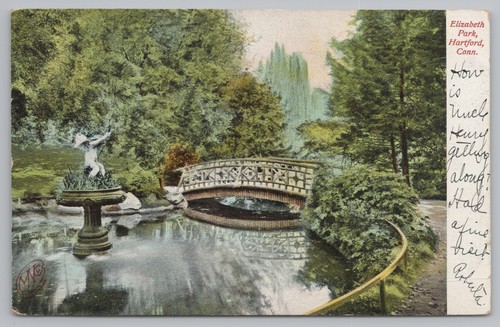 Hartford Connecticut~Elizabeth Park Bridge~Cupid Fountain Close Up~1906 ...
