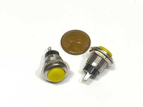 2 Pieces Yellow small N/O Momentary 12mm push button Switch round 12v ...