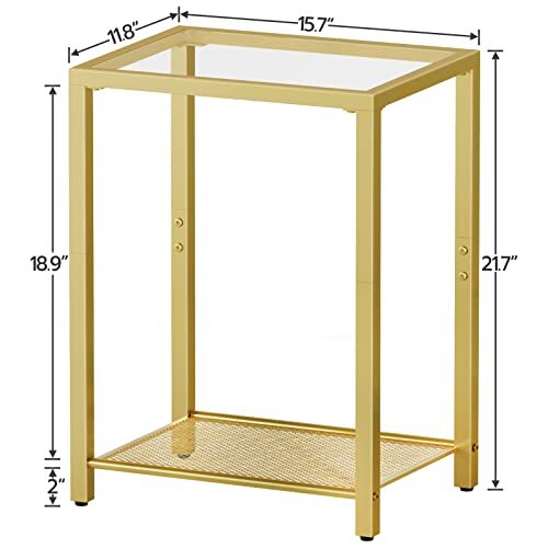 Side Table 2tier End Table Nightstand For Tight Spaces Tempered Glass ...
