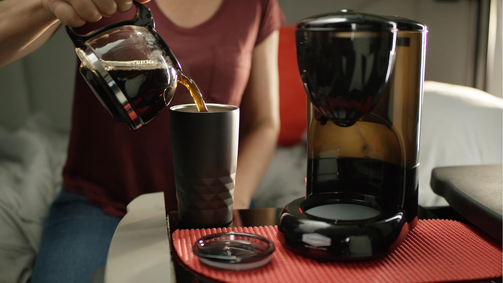 RoadPro RPSC785 12-Volt Coffee Maker Glass Carafe Reusable Filter Black ...