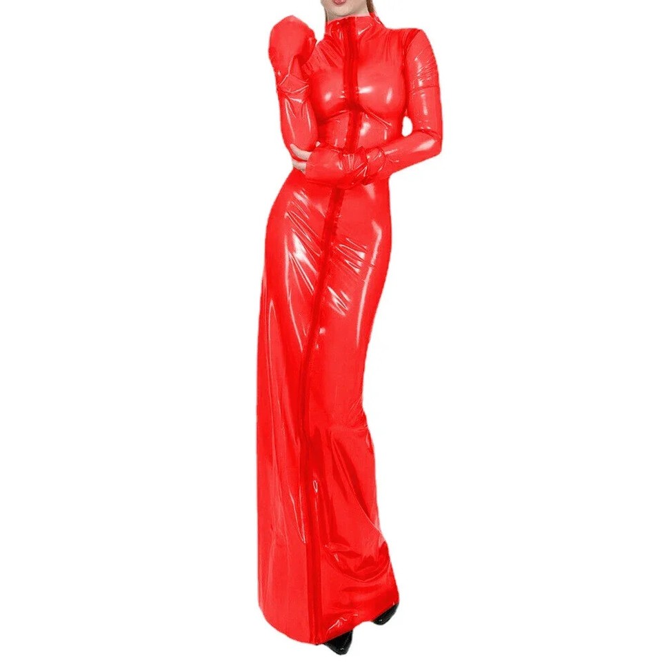 Fetish Clear PVC Plastic Long Sleeve Pencil Dress See-Through Hobble ...