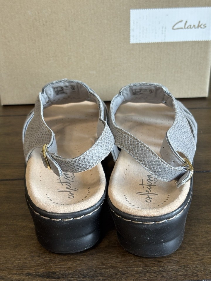 CLARKS Collection Sandals, Light Gray Leather Lexi Marigold Women's 9.5 ...