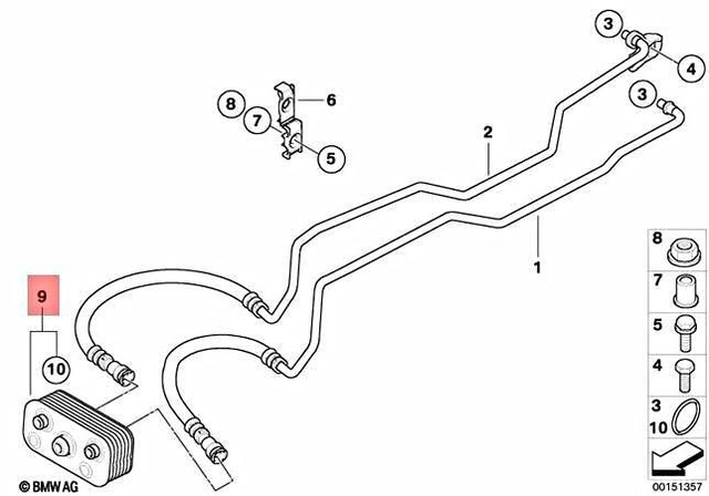 Genuine OEM Automatic Transmission Oil Cooler for BMW 17227551636 for ...