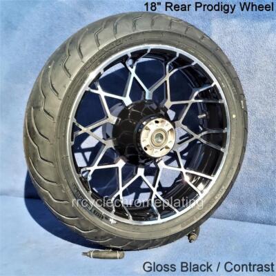 09-24 Harley Black Contrast18" Rear Prodigy Wheel Dunlop Tire Road ...