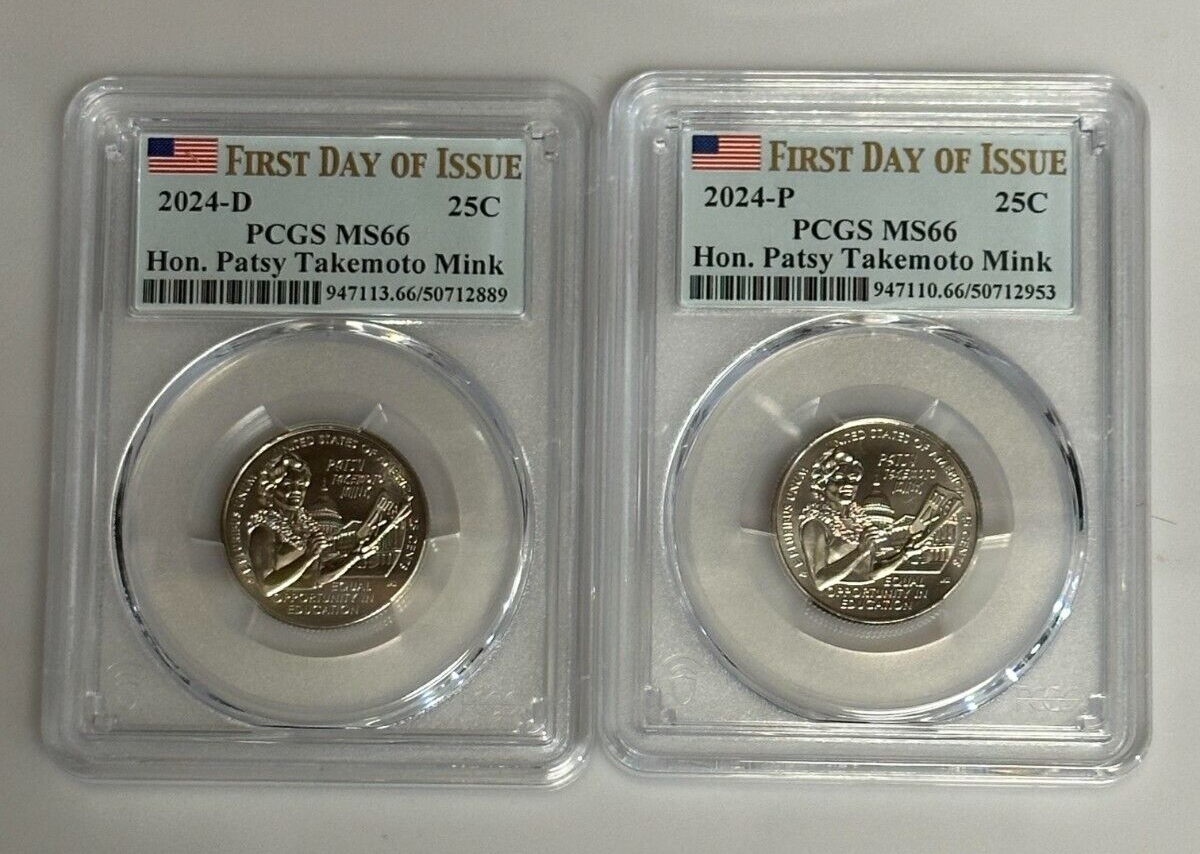 2024 P,D Patsy Takemoto Mink 25c PCGS MS66 American Women Quarter FIRST ...