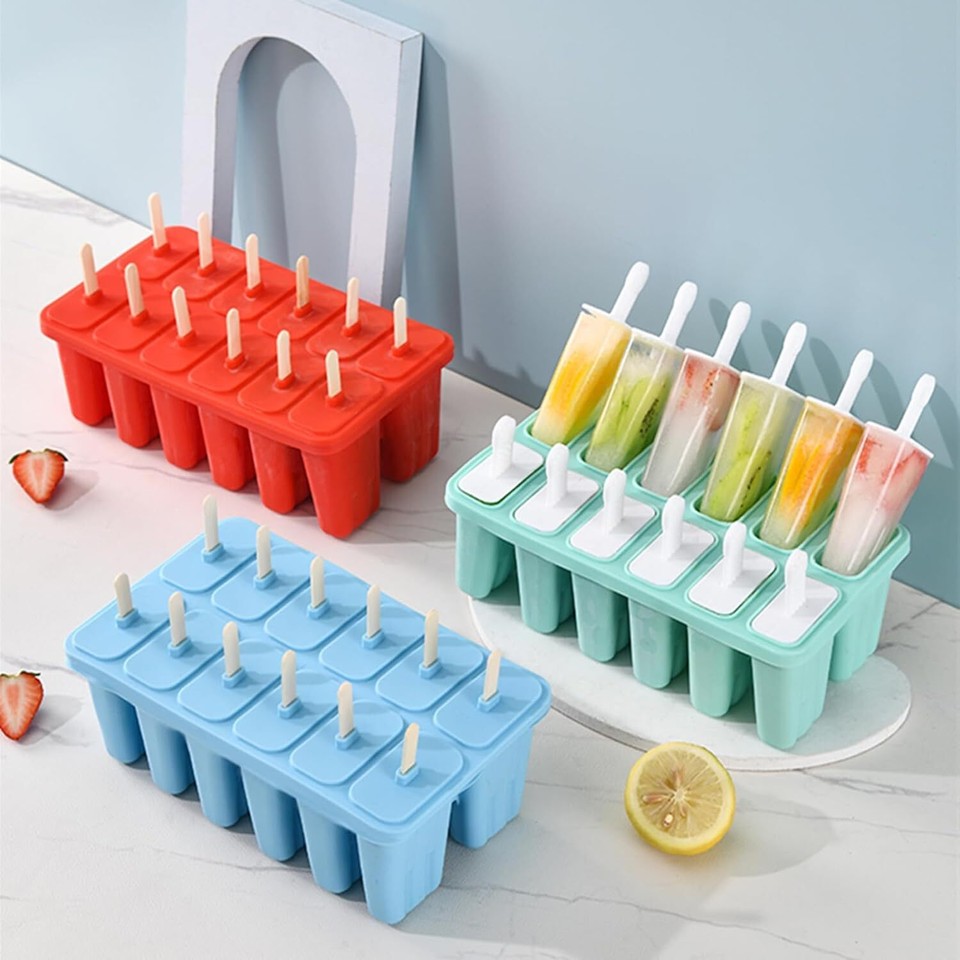 Popsicle Molds，Popsicle Mold 12 Pieces Popsicle Molds Silicone BPA Free ...