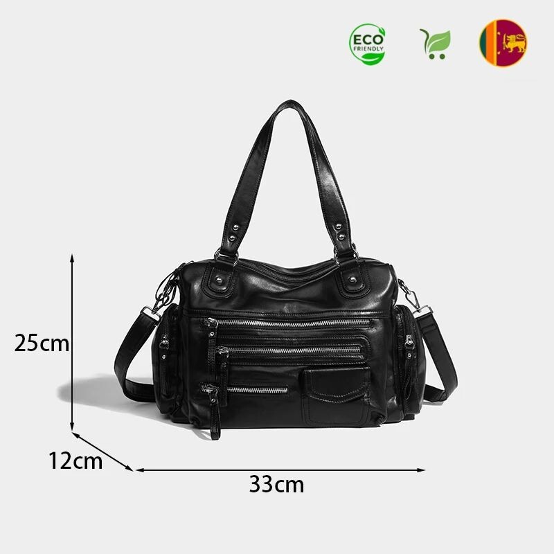 Leather Handbags Luxury Purses Multi-Pocket Ladies Crossbody Shoulder ...