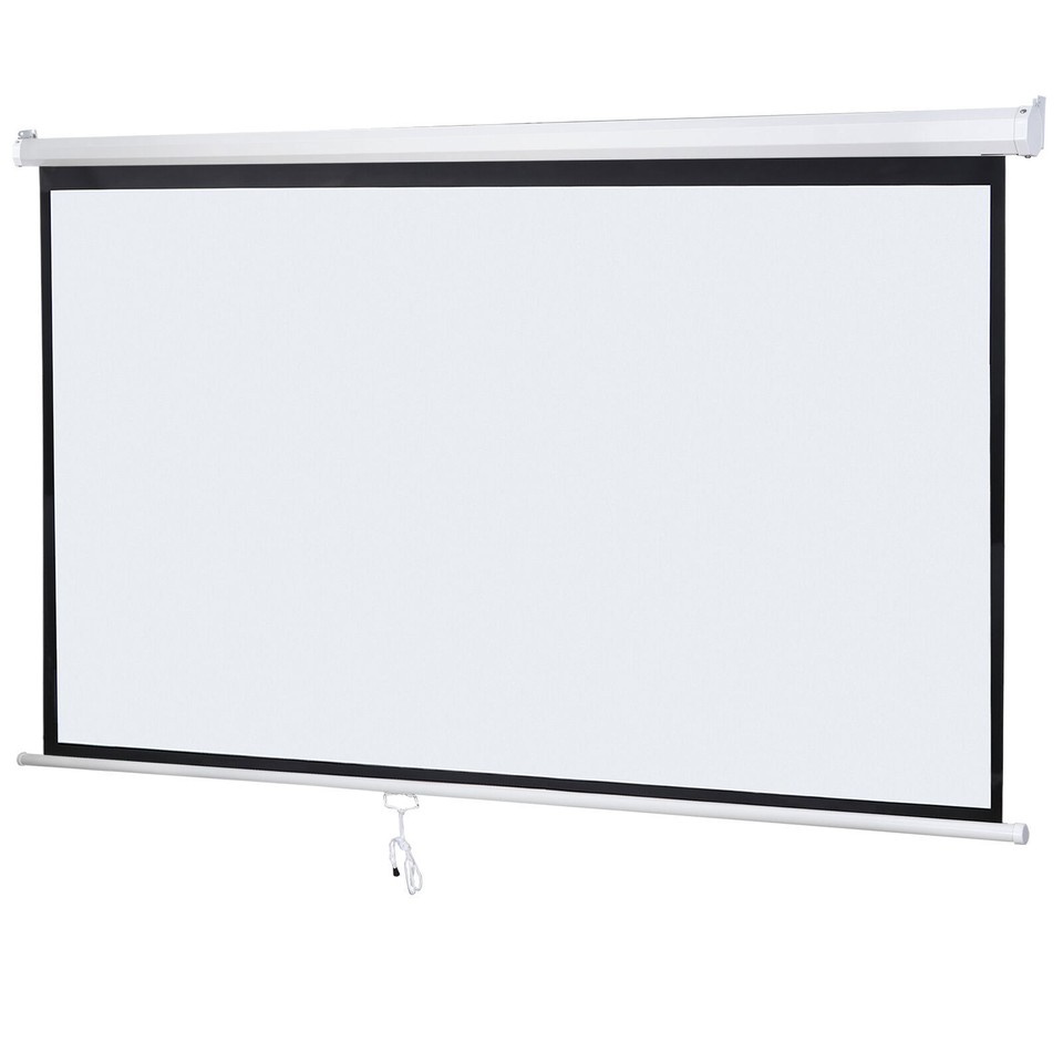 Projector Screen Manual Pull Down Projection Screen Theater 120"/100 ...