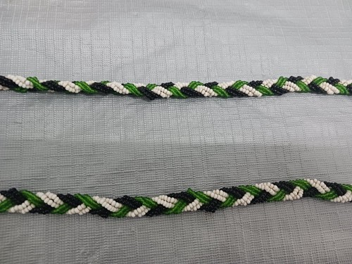 Native American Round Beaded Braided Chain Rope Black Green White 60 ...