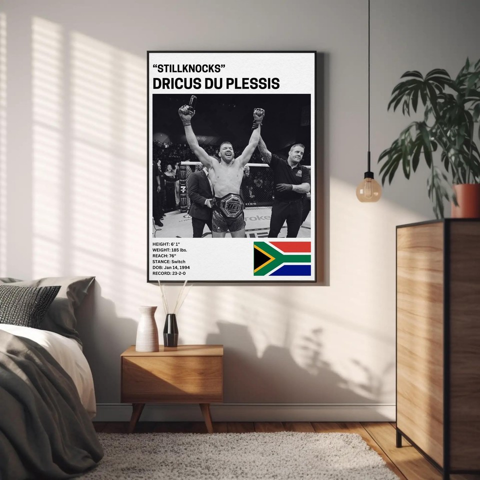 Dricus Du Plessis Poster, Fighter Wall Art Decor, MMA, Mixed Martial ...