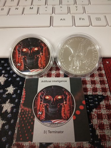 2023 US Mint Silver Eagle A.I. Terminator Coin Colorized 1 oz COA ...