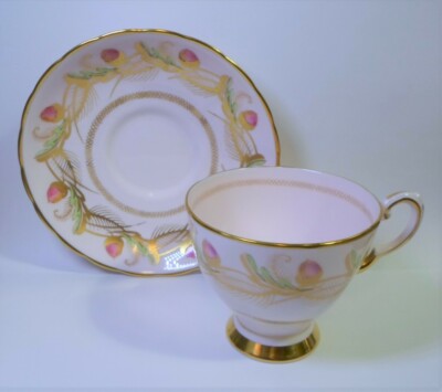 Vintage TUSCAN TEA CUP & SAUCER - ACORNS on Blush Pink English Bone ...
