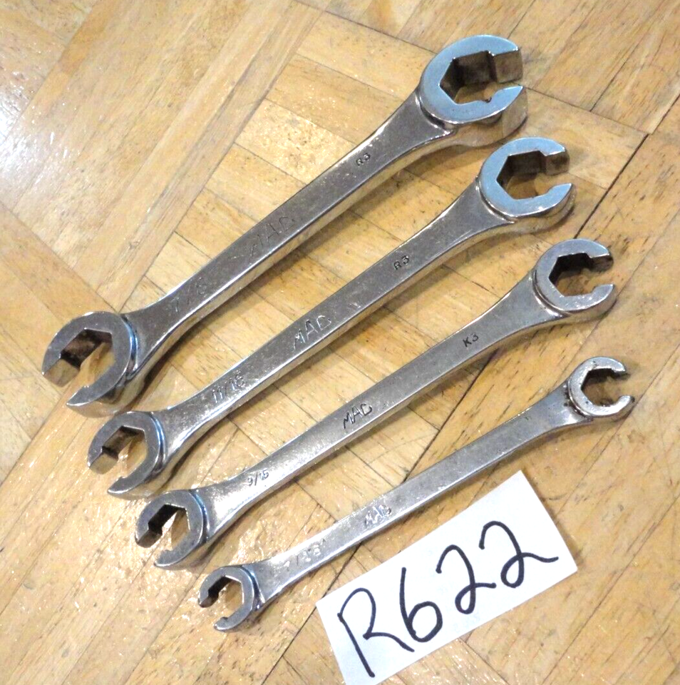 MAC TOOLS 4 PIECE SAE. FLARE-NUT DOUBLE END LINE WRENCHES 10 DEGREE ...